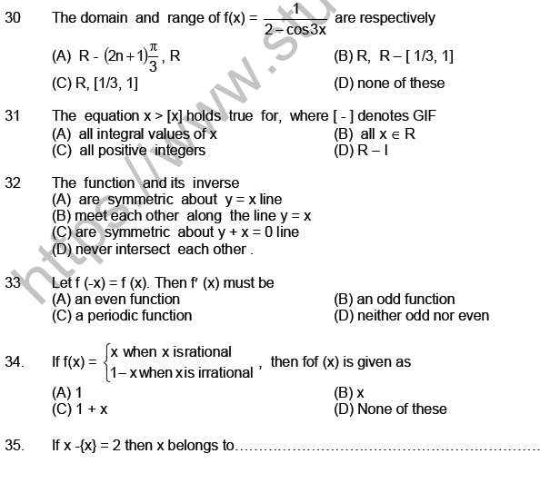 JEE Mathematics Relation and Functions MCQs Set B with Answers